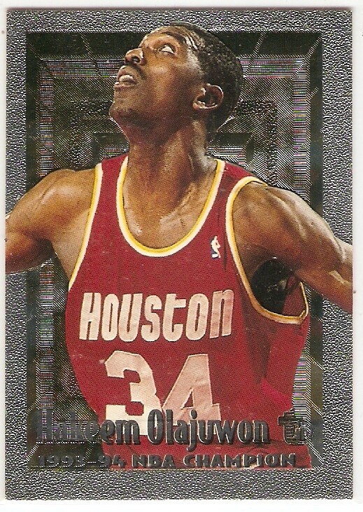 HAKEEM OLAJUWON 1994-95 TOPPS EMBOSSED 38 HOUSTON ROCKETS HOF | eBay