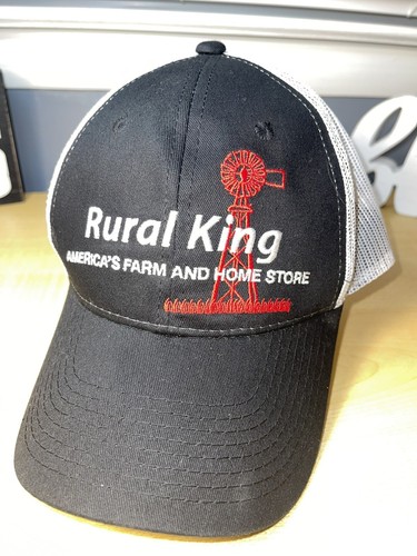 Rural King Farm & Home Mesh Truckers Hat/Cap Adjustable Black White Red ...