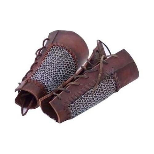 Medieval Leather Arm Bracer with Butted Chainmail Wrist Guard Bracers ...