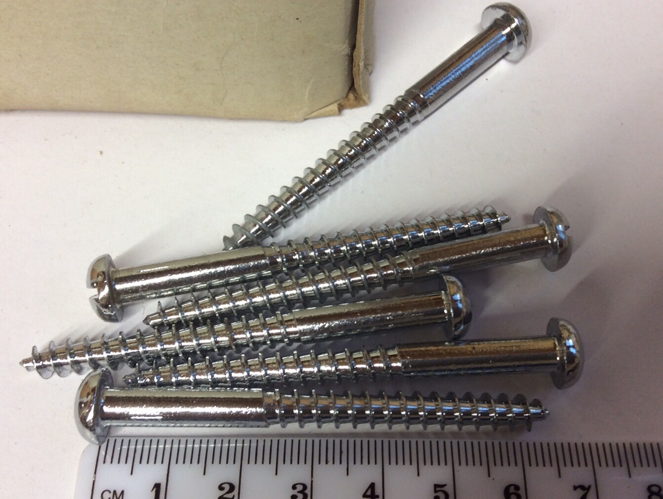 2 1/2”x 12 BARREL CHROME ON BRASS ROUND HEAD SLOTTED WOOD-SCREW ...