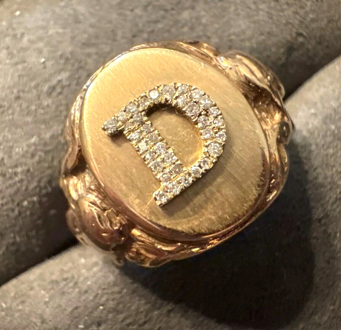 Antique Art Nouveau 14K Yellow Gold Mens Diamond Init… - Gem