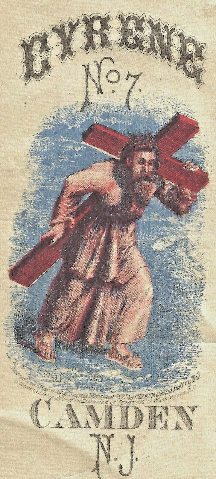 VINTAGE Masonic Knights Templar Ribbon Cyrene # 7 Camden NJ JESUS ...