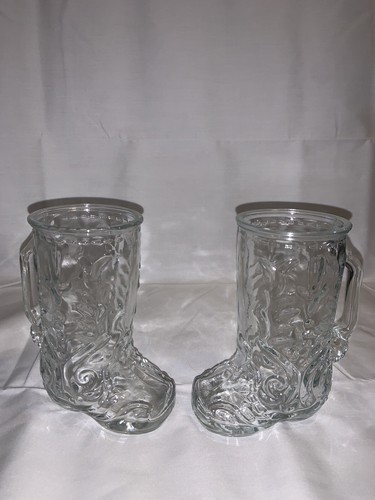 Set Of 2 Vintage Western Cowboy Boot Glass Mugs | eBay