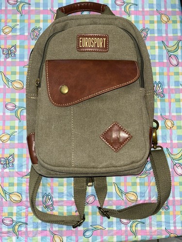 NWOT Eurosport Olive Messenger Sling Canvas Shoulder Bag/Backpack | eBay