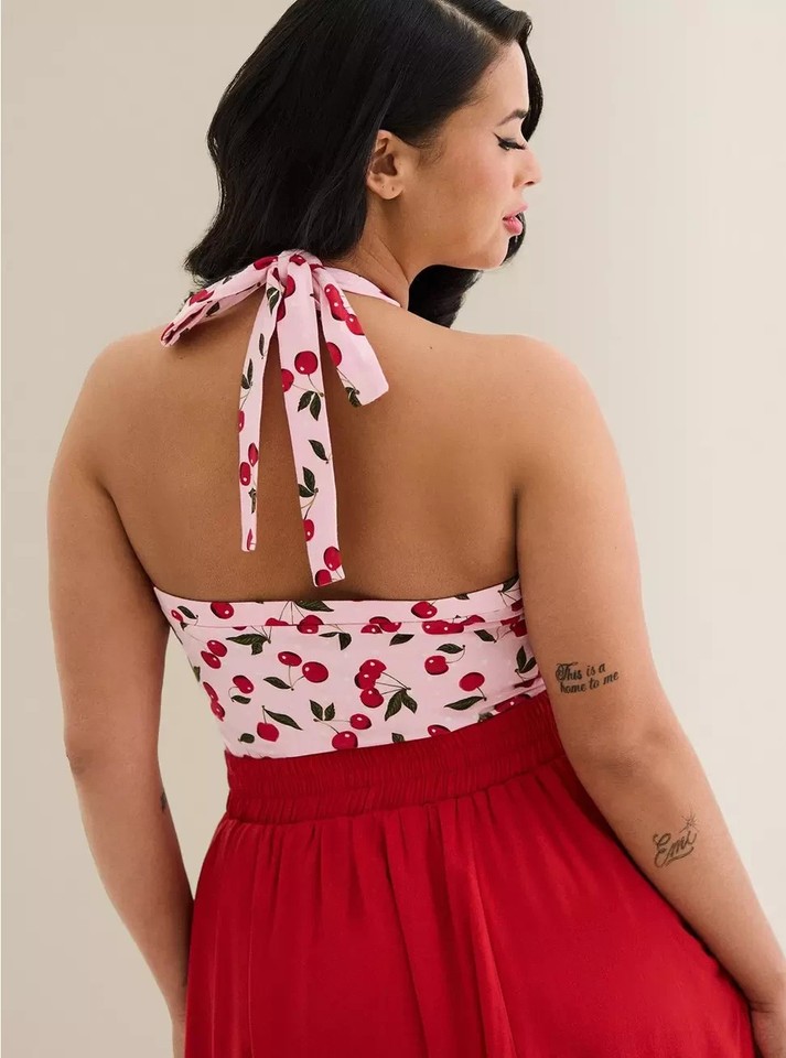 Retro Chic Foxy Halter Top Women's Plus 4X Cherries Cute | eBay