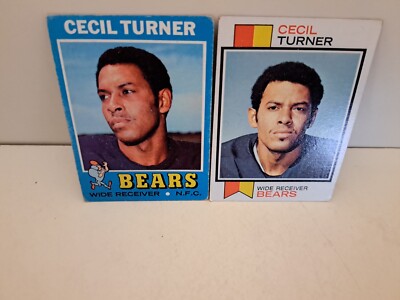 LOT OF 2 CECIL TURNER 1970s Vintage Cards Rookie #234 494 CHICAGO BEARS ...