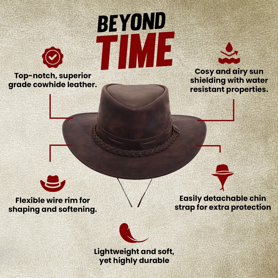 Rustic Leather Hat Cowboy, Cowgirl Hat Western Hat For Men & Women | eBay