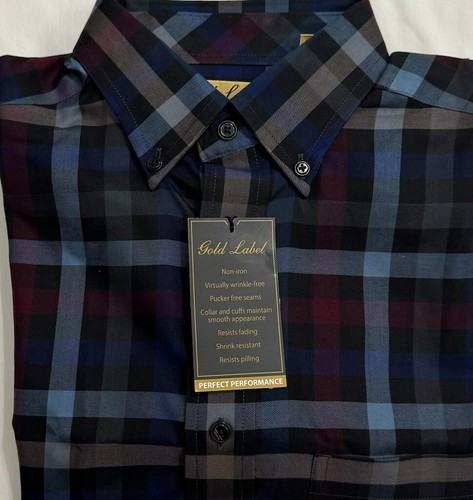 New Gold Label Men's Long Sleeve Shirt Black Plaids Size S $21.00 | eBay
