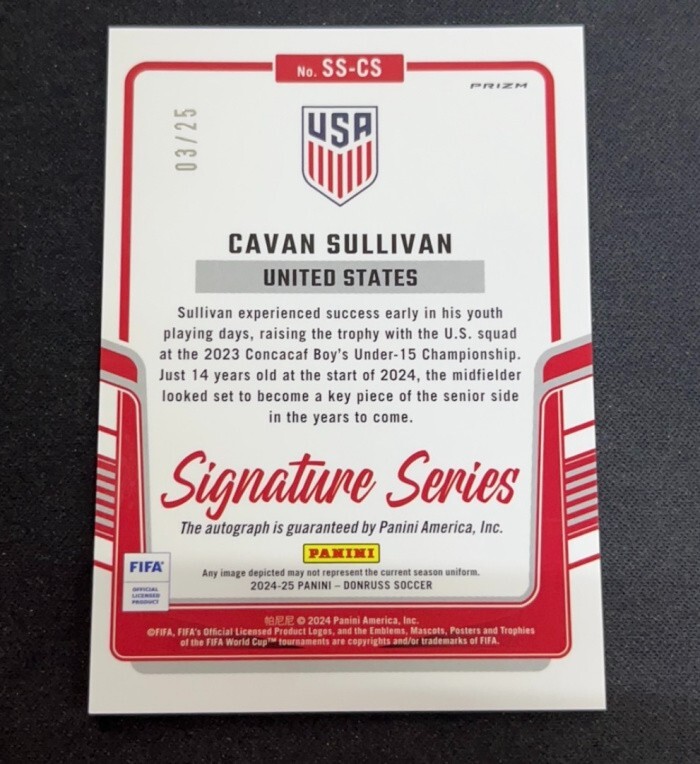 2024-25 Panini Donruss Soccer Cavan Sullivan RC Rookie Autograph Blue ...