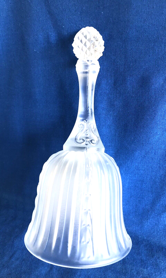 1970's Fenton Art Glass Clear Frosted Glass Embossed Ribbed Bell 6 3/4 ...
