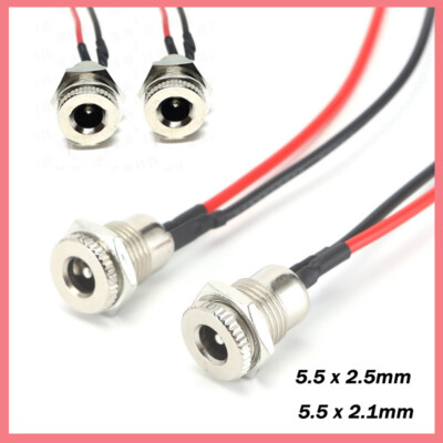 DC Power Supply Female Jack Socket Panel Mount Connector 5.5 x 2.1mm/2 ...