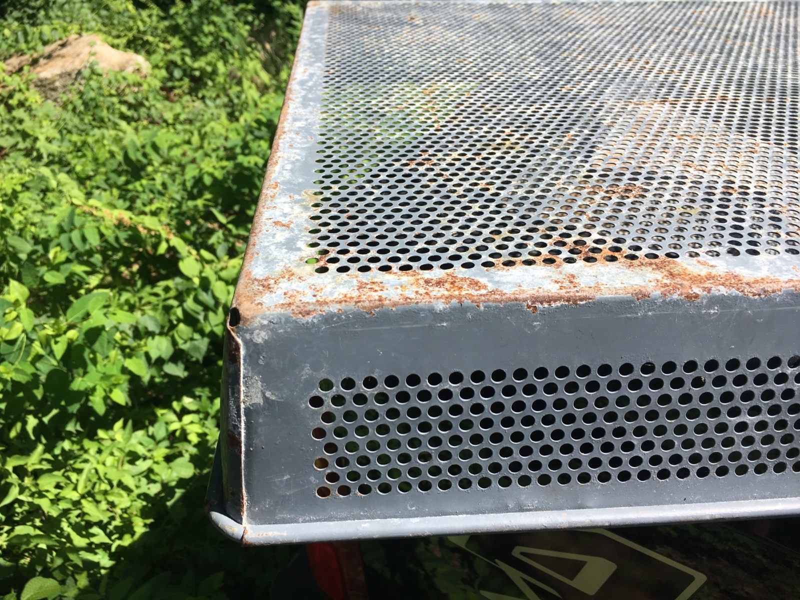 Vintage salvaged galvanized factory trays pierced drain style 28.5" x ...