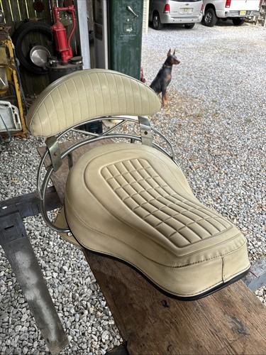 VTG Harley Davidson White Buddy Seat W/ Back Rest Grab Rail 1973 ...