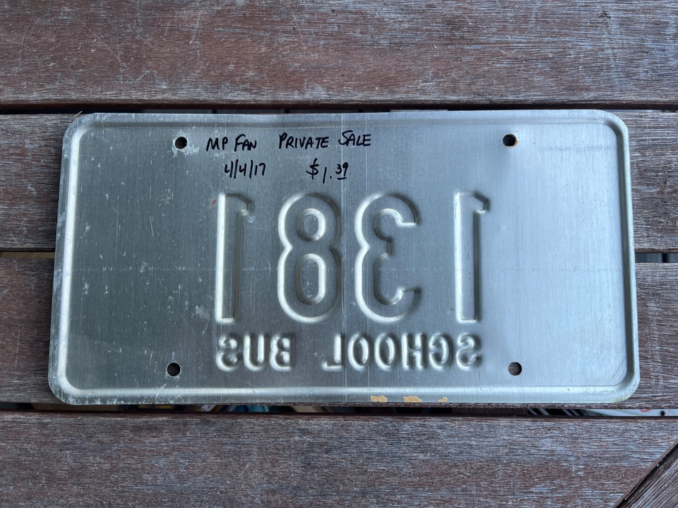 1995 Indiana School Bus License Plate Tag # 1381 | eBay