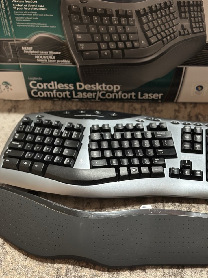 Logitech 967692-0403 Wave Comfort Wireless Keyboard Cordless Laser ...