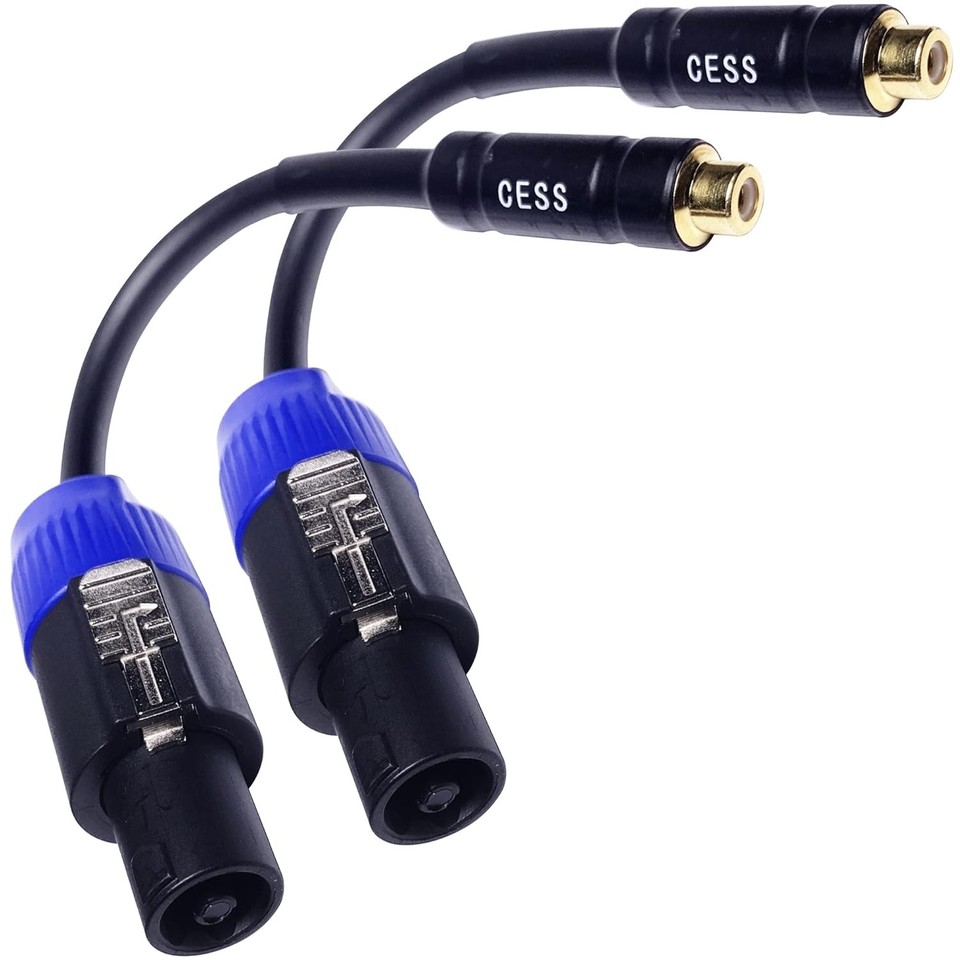 CESS-012 RCA Female Jack to Speakon Male Plug Adapter Cable, Subwoofer ...
