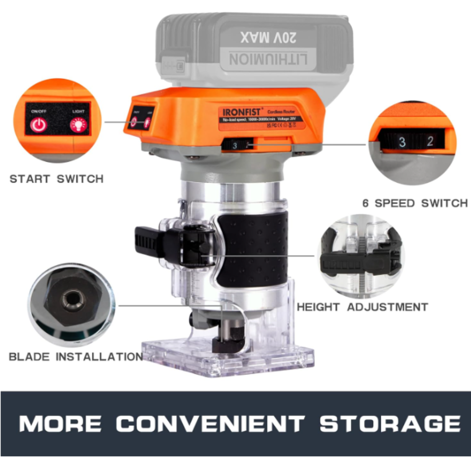 Cordless Palm Router for DEWALT 20V MAX Battery, Woodworking Trimmer ...