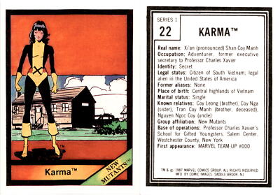 1987 Comic Images, Marvel Universe Series 1, #22 Karma (B5) | eBay
