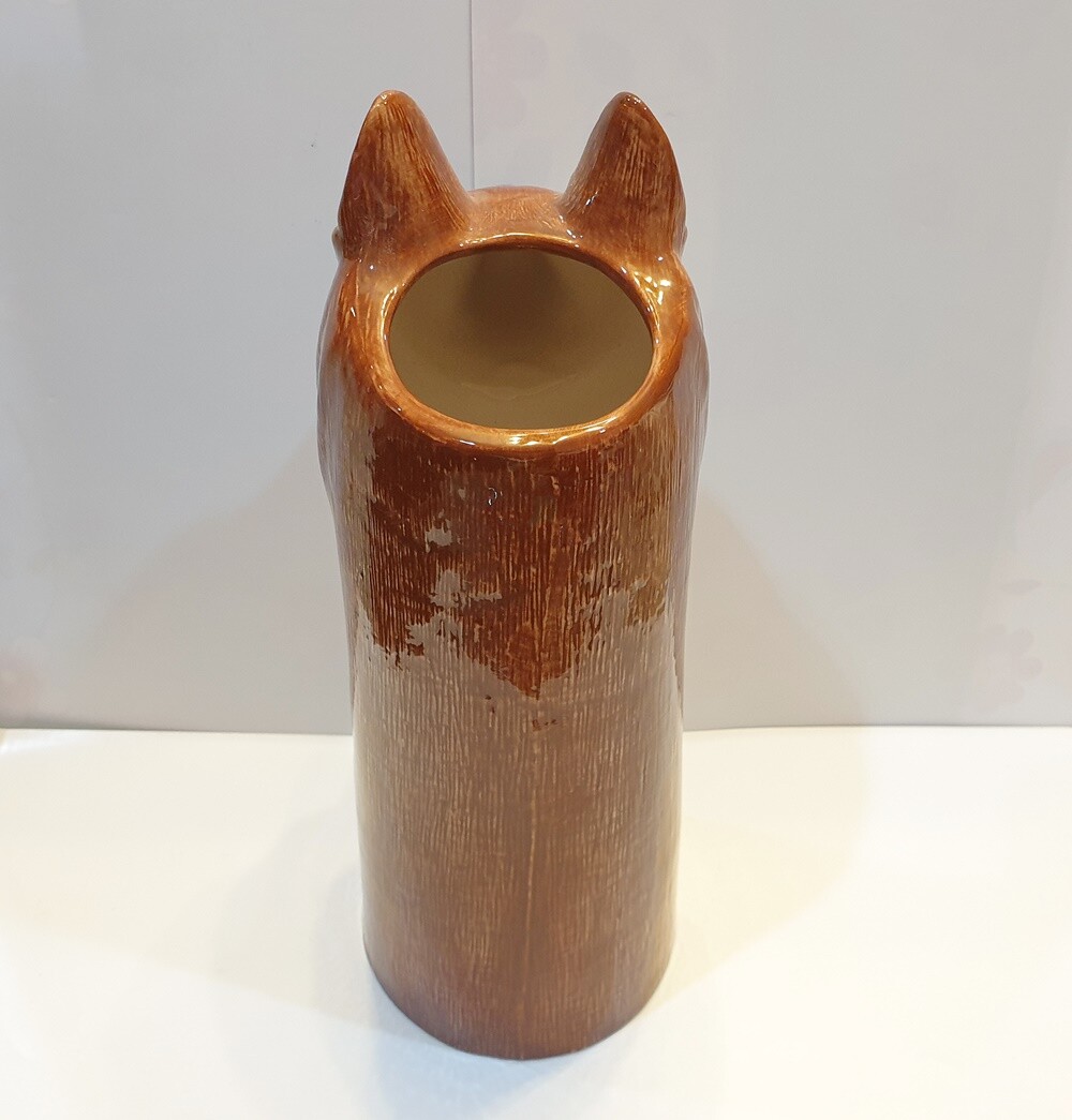 Tall Vase Pot Ceramic Fox Head Figurine Flower Succulent Plant Home ...