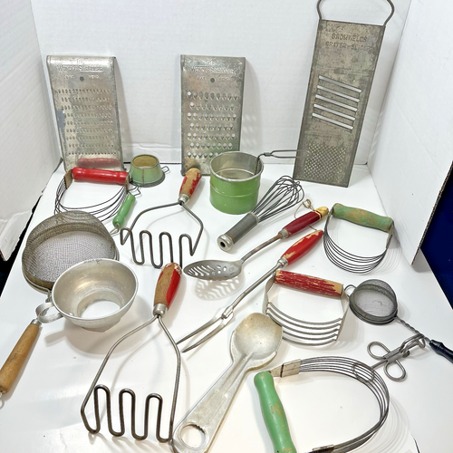 Lot 14 Vintage Kitchen Tools Utensils Gadgets Farmhouse Wood Handles ...