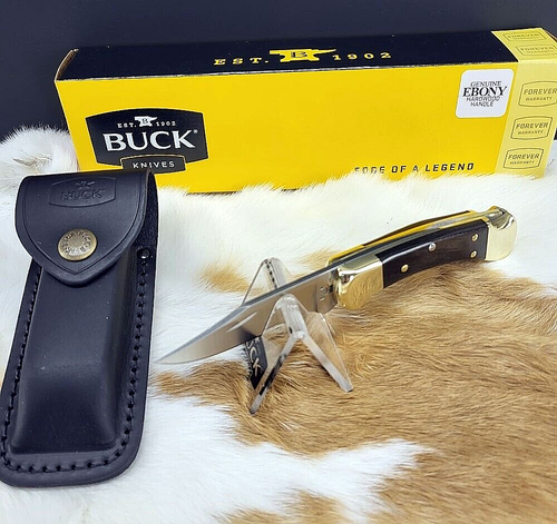 Buck 112 Ranger Knife Ebony Handle USA w/ Sheath 0112BRS-B # 2632 | eBay