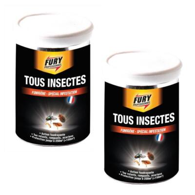 [Ref:PV01370003-2] FURY Lot de 2 Pots Insecticide Poudre Fumigène 150 ...