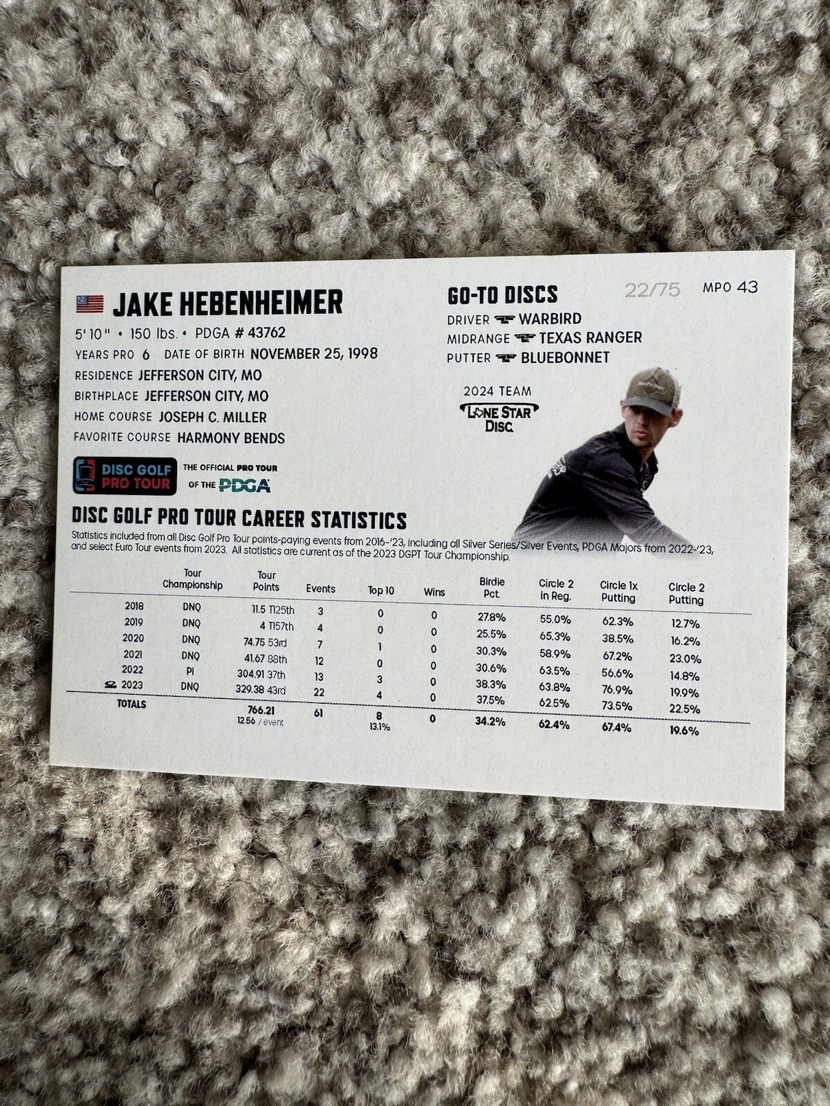 2024 DGPT Disc Golf Trading Card Jake Hebenheimer Holo Parallel 22/75 ...