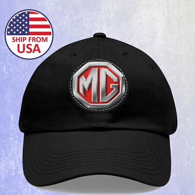 MG Car Morris Garages British Car Black Printed Dad Hat with Leather ...