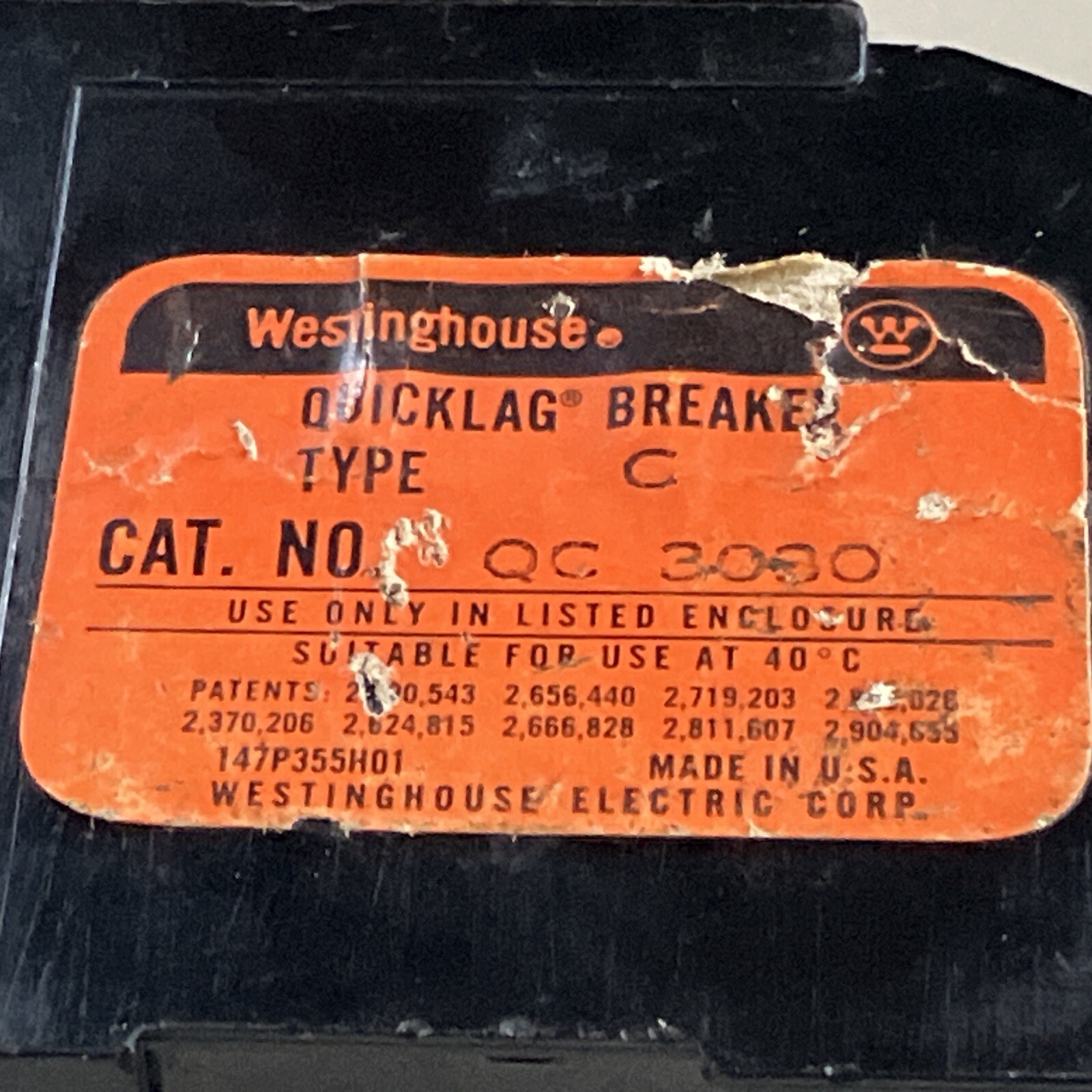 Westinghouse Quick Lag QC3030 Circuit Breaker 240 Volt, 30 Amp 3 Pole ...