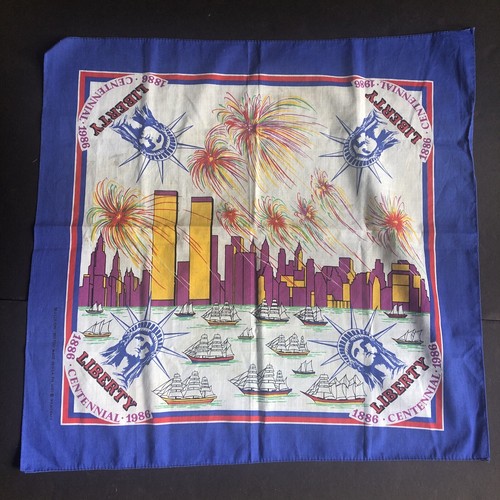 Statue Liberty Centennial Bandana Scarf 1986 New York Skyline TWIN ...