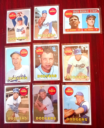 Lot of 9 1969 Topps LA. DODGERS VINTAGE CARDS CLAUDE OSTEEN, JEFF ...
