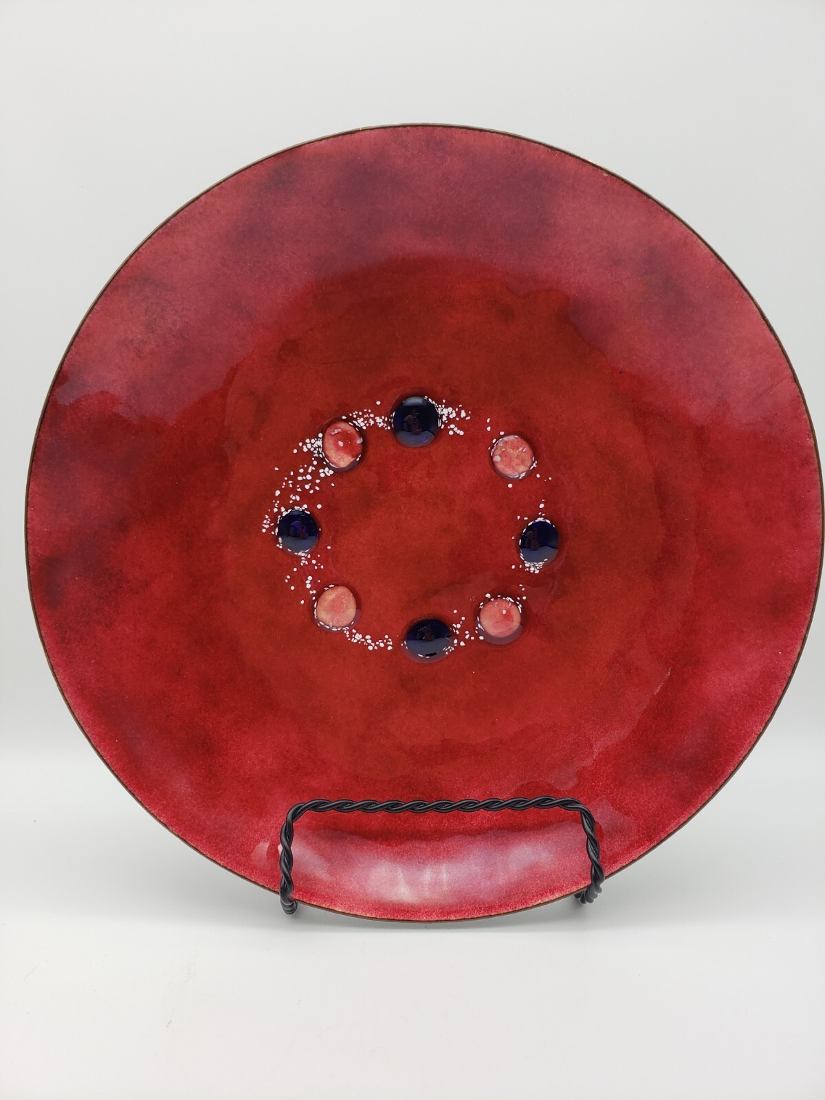 MCM BOVANO OF CHESHIRE Connecticut Red Abstract Enamel Copper Plate ...