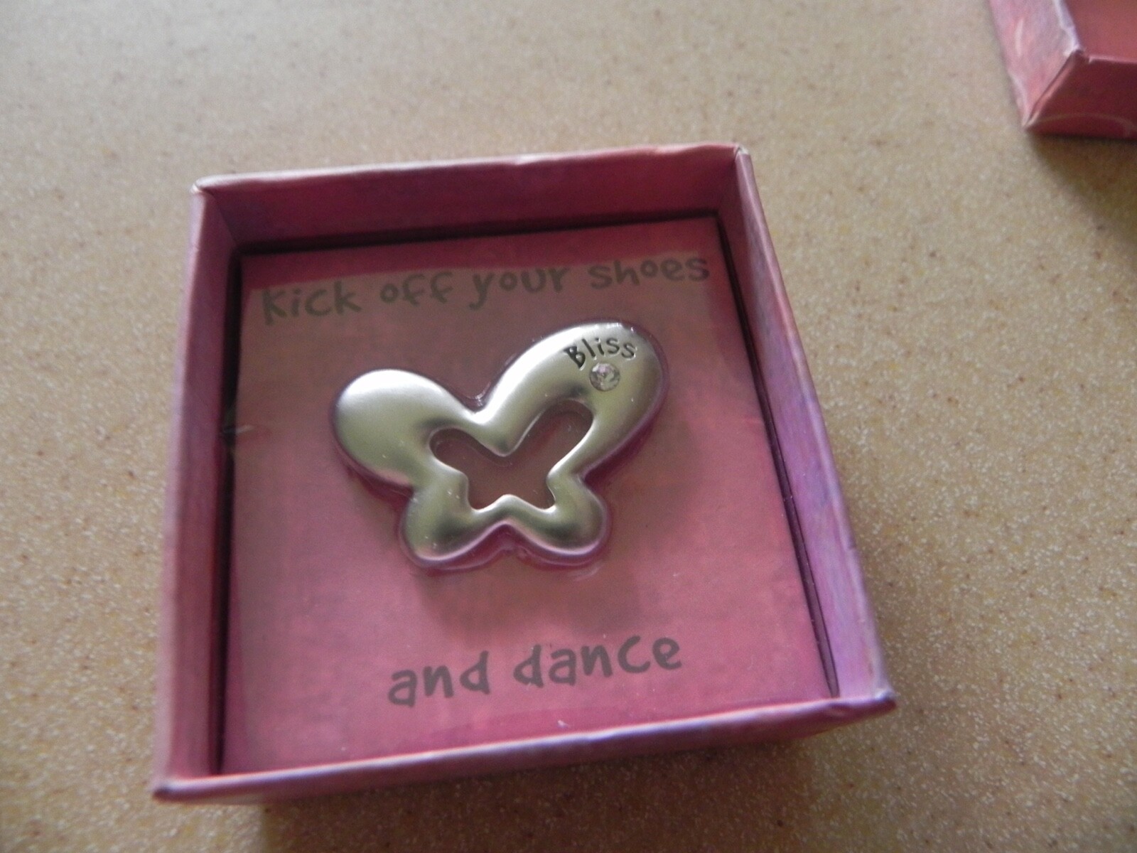 NIB Ganz Bliss Butterfly Pin Kick Off Shoes Dance Silvertone White gem ...