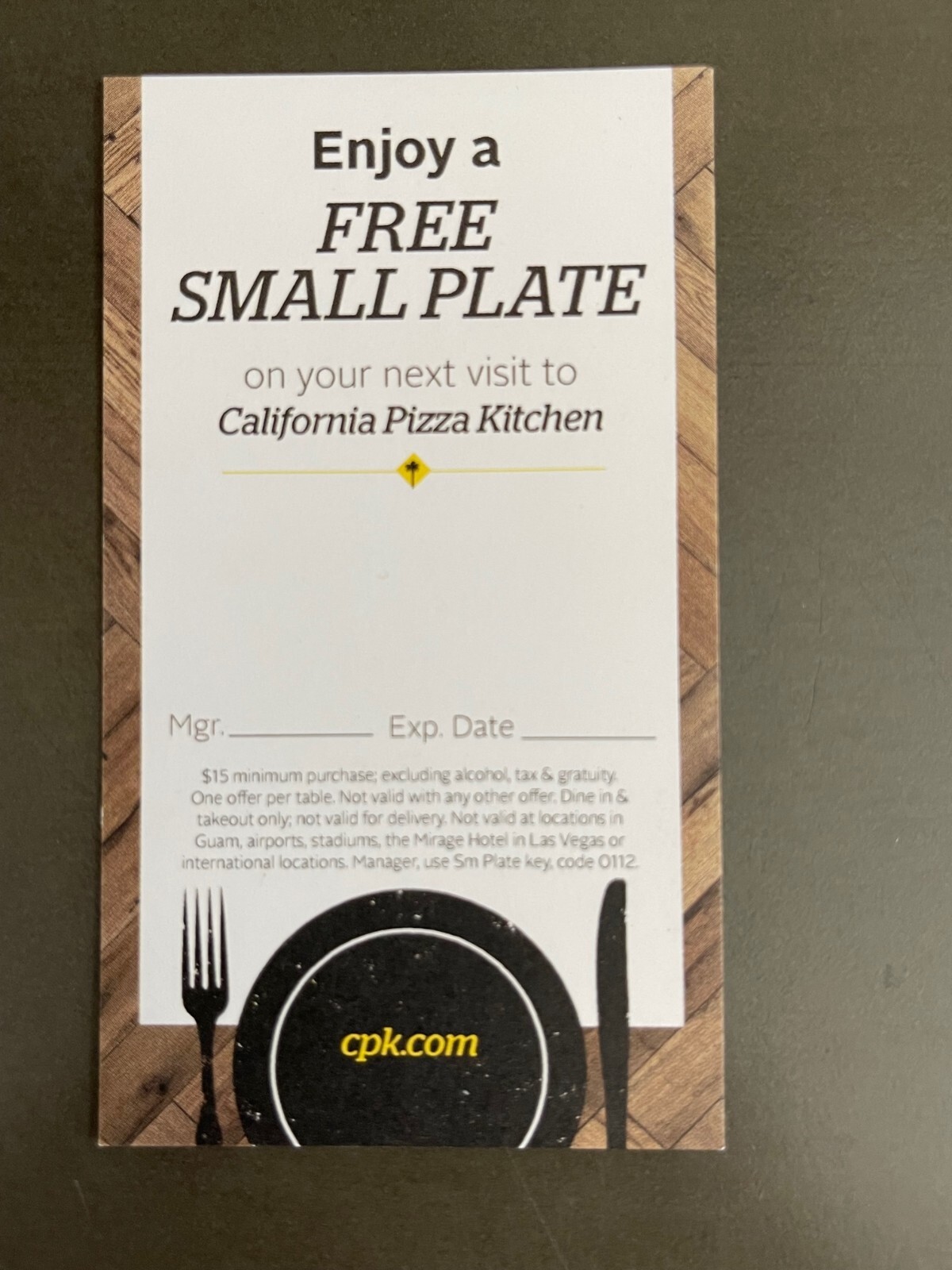 California Pizza Kitchen Small Plate Coupon Voucher! | eBay