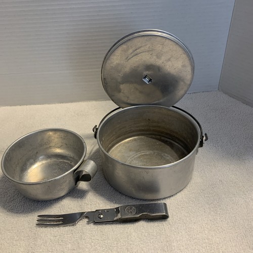 vtg SCOUT Aluminum 4pc Nested Camping Cook Mess Meal Kit Regal? | eBay