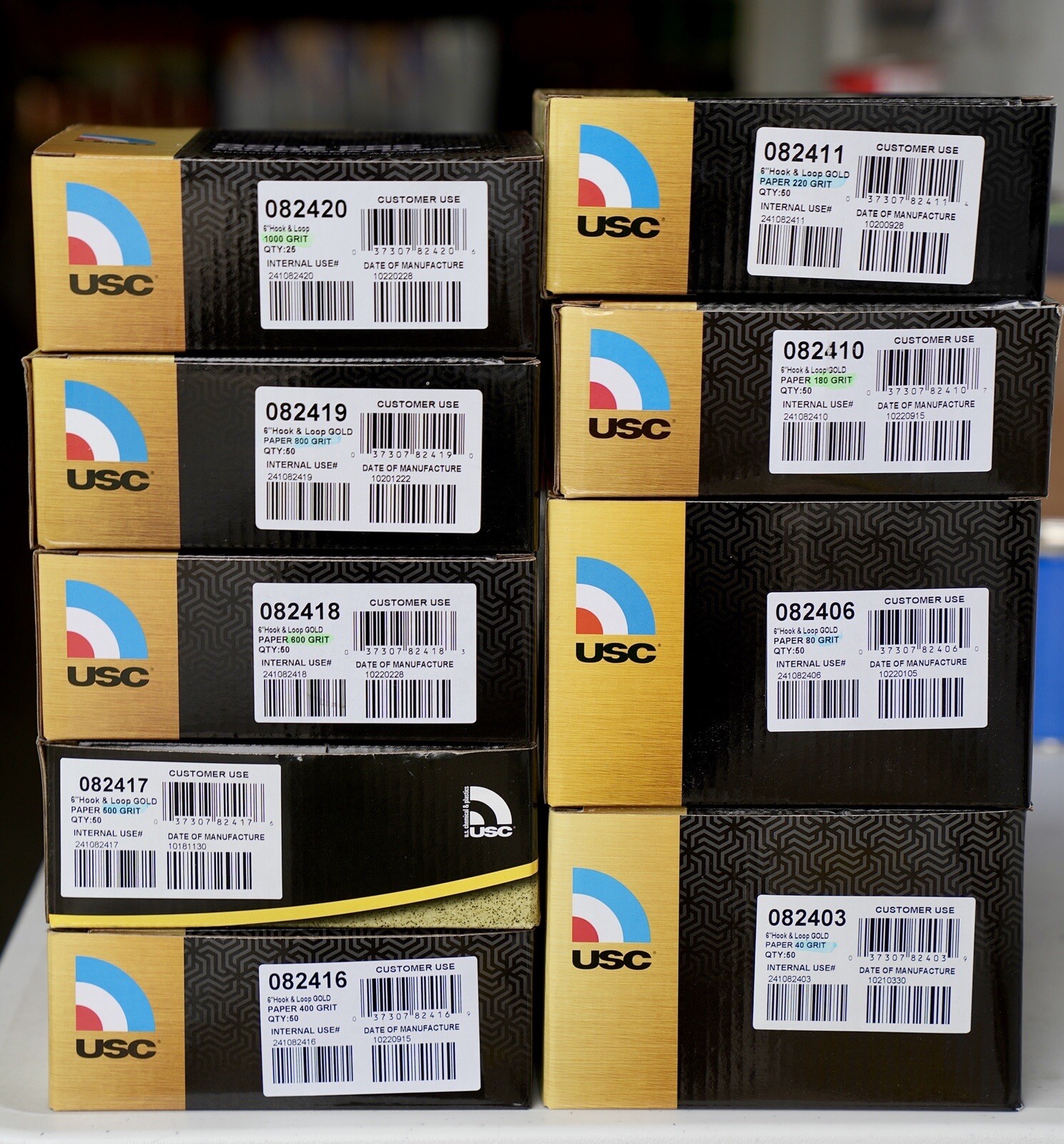 USC Gold Pro Hook it 6" DA Abrasive Automotive Sandpaper 40-1000 Grit ...