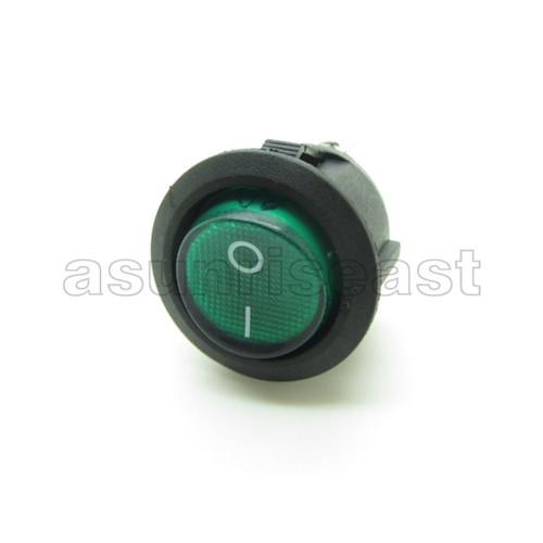 100 x Round Green Rocker Switch SPST With Neon Power Indicator Light ...