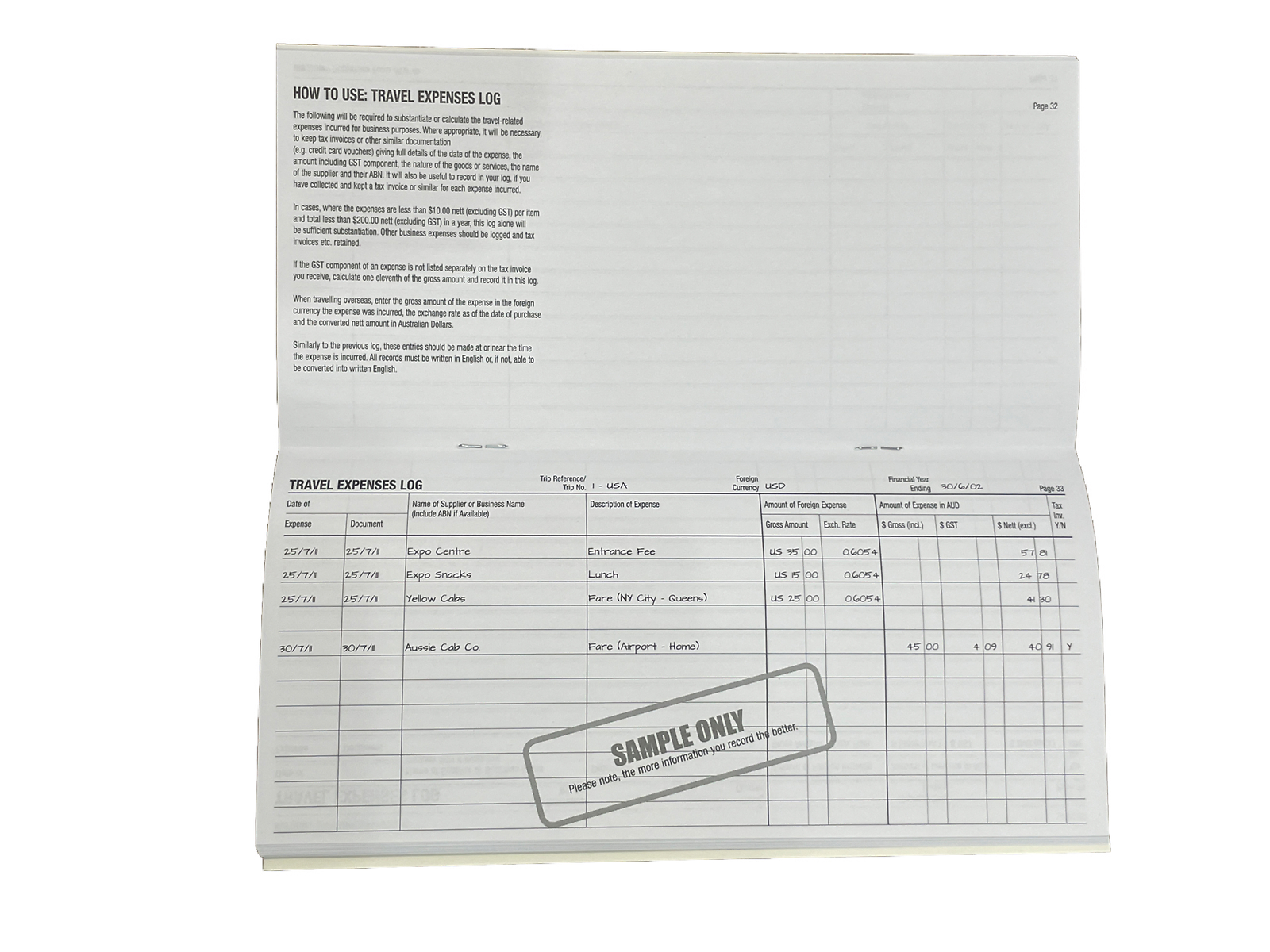 Travel & Expenses Diary 85W Vehicle Log By Wildon 85W WIl085 | eBay ...