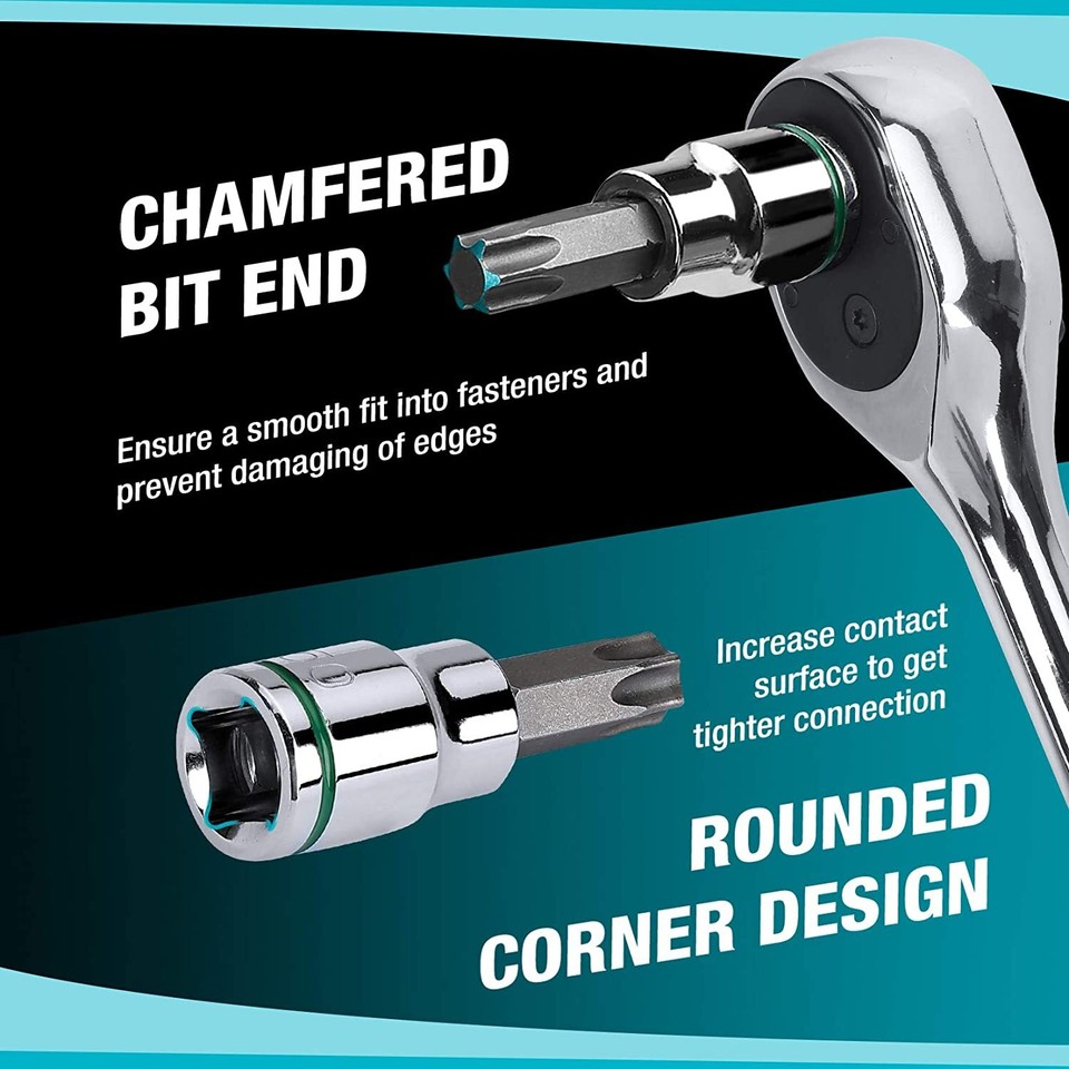 DURATECH 21PC Bit Socket Set 3/8'' Drive Torx Allen Bit Socket S2 Bit ...