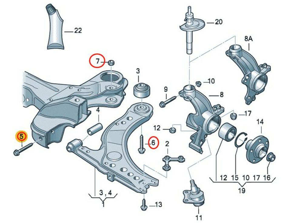Control Arm Mount Bolt Kit Fit For VW Golf Polo Bora AUDI A1 A3 TT | eBay
