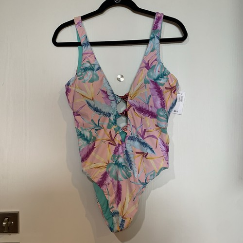 Bar III Copacabana Green Tropical Leaf Print 1-Piece Swimsuit NWT XL | eBay