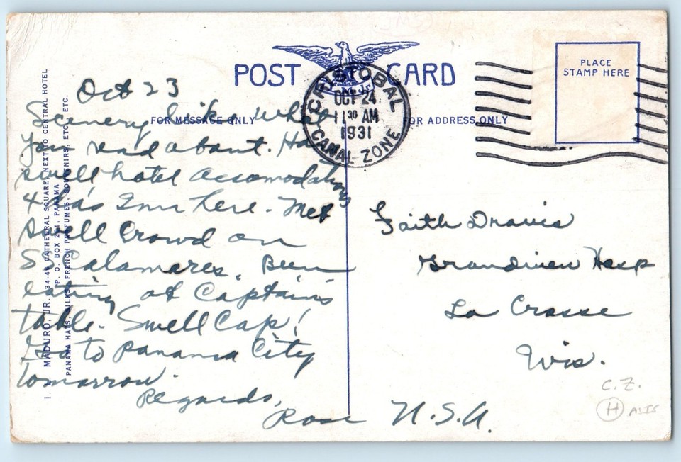 Panama Postcard USS Detroit Light Cruiser Passing Gaillard Cut Panama ...