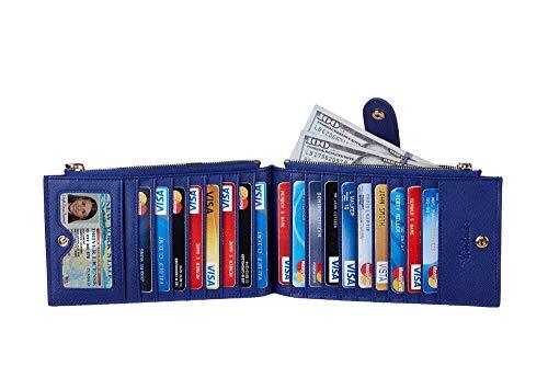 Womens Wallet RFID Blocking Bifold Multi Card Case Wallet with Blue ...