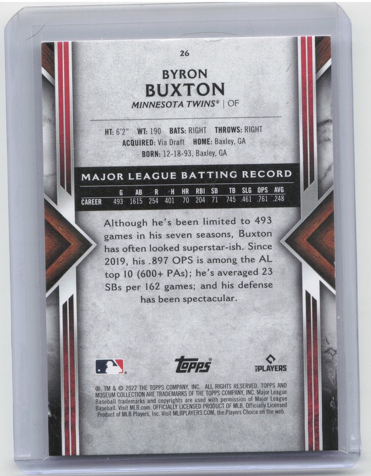 2022 Topps Museum Collection #26 Byron Buxton Ruby #/50 | eBay