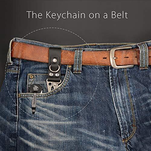 EDC Leather Strap Keychain Holder, Heavy Duty Belt Clip Key Ring Fob ...