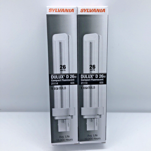 Lot of 2 SYLVANIA 21114 Dulux D 26W Compact Fluorescent G24d3 2 Pin ...
