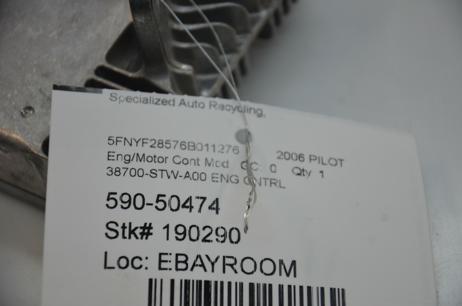 06 07 2007 08 2008 HONDA PILOT ACTIVE ENGINE COMPUTER ECU ECM 38700-STW ...