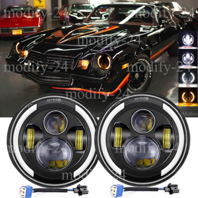 7" Round LED Headlights Fit Chevrolet Camaro 1975 1976 1977 1978 1979 ...