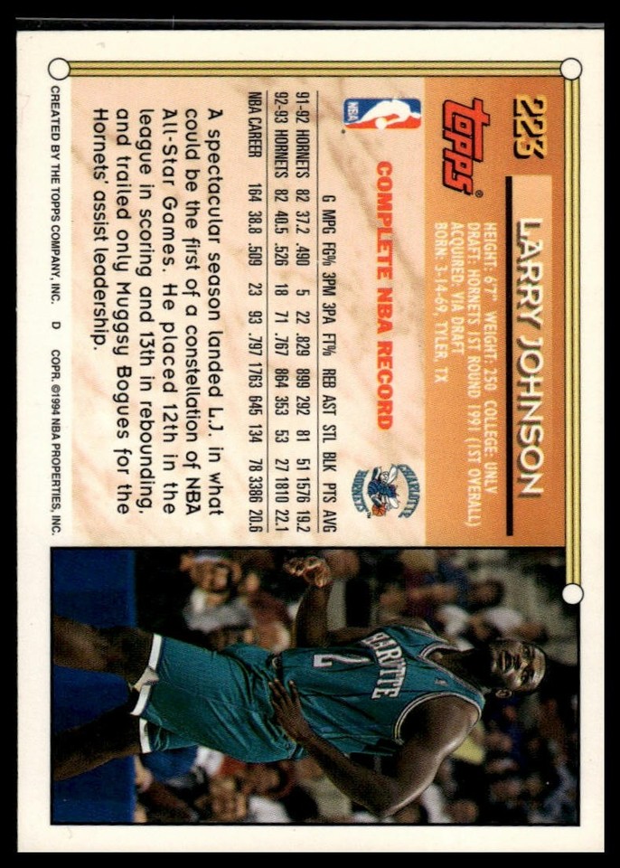 1993-94 Topps #223 Larry Johnson | eBay