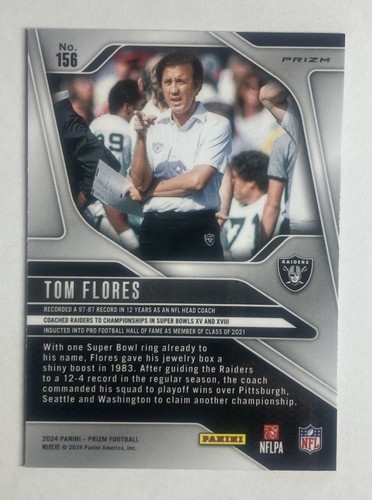 2024 Tom Flores Panini Prizm Green Wave. BONUS Mosaic Pink Camo. Raider ...